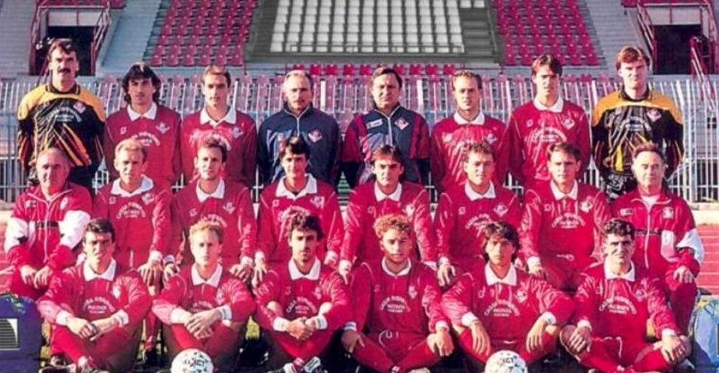 Piacenza calcio, i giocatori festeggiano la storica Serie A